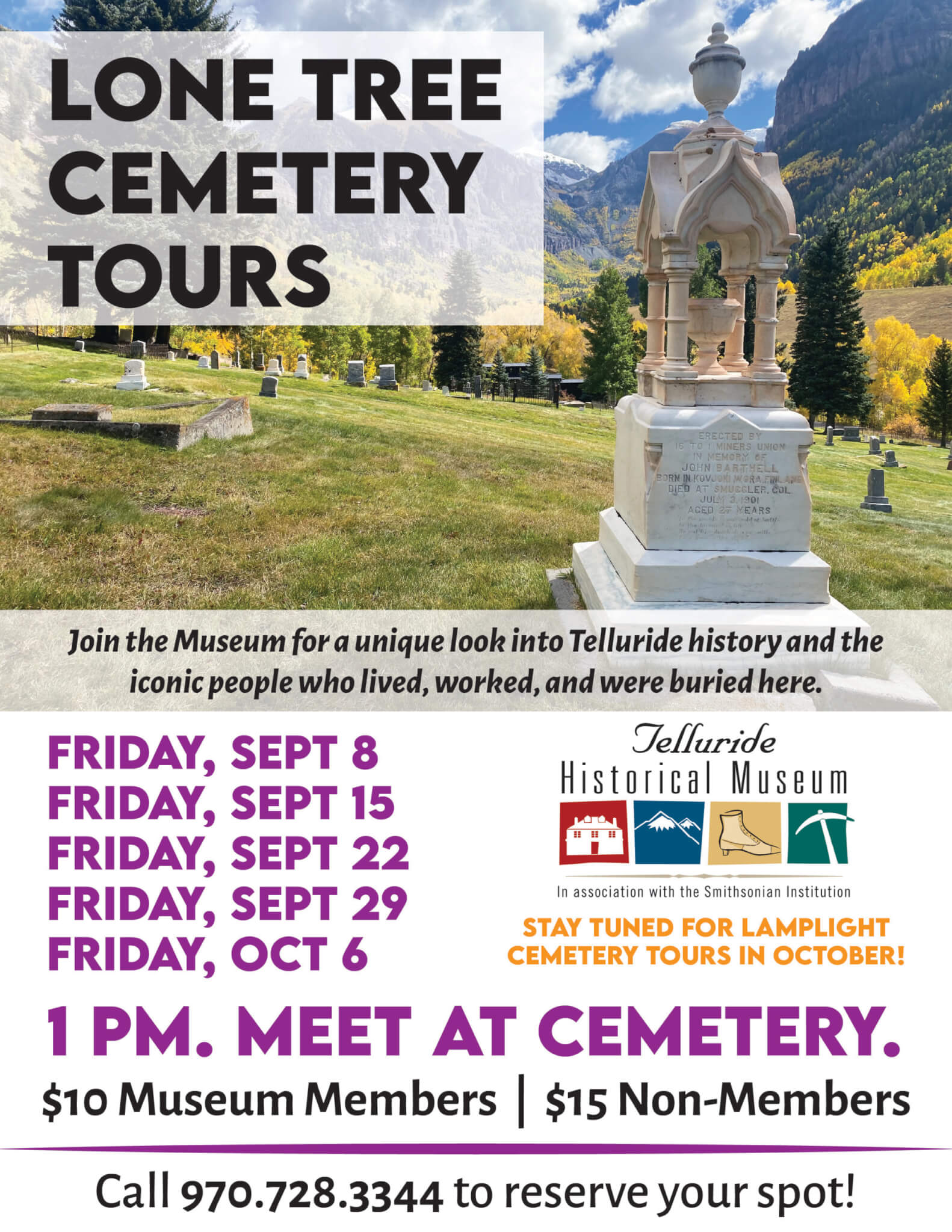 Join us on a Lone Tree Cemetery Tour this Fall! | Telluride Historical ...